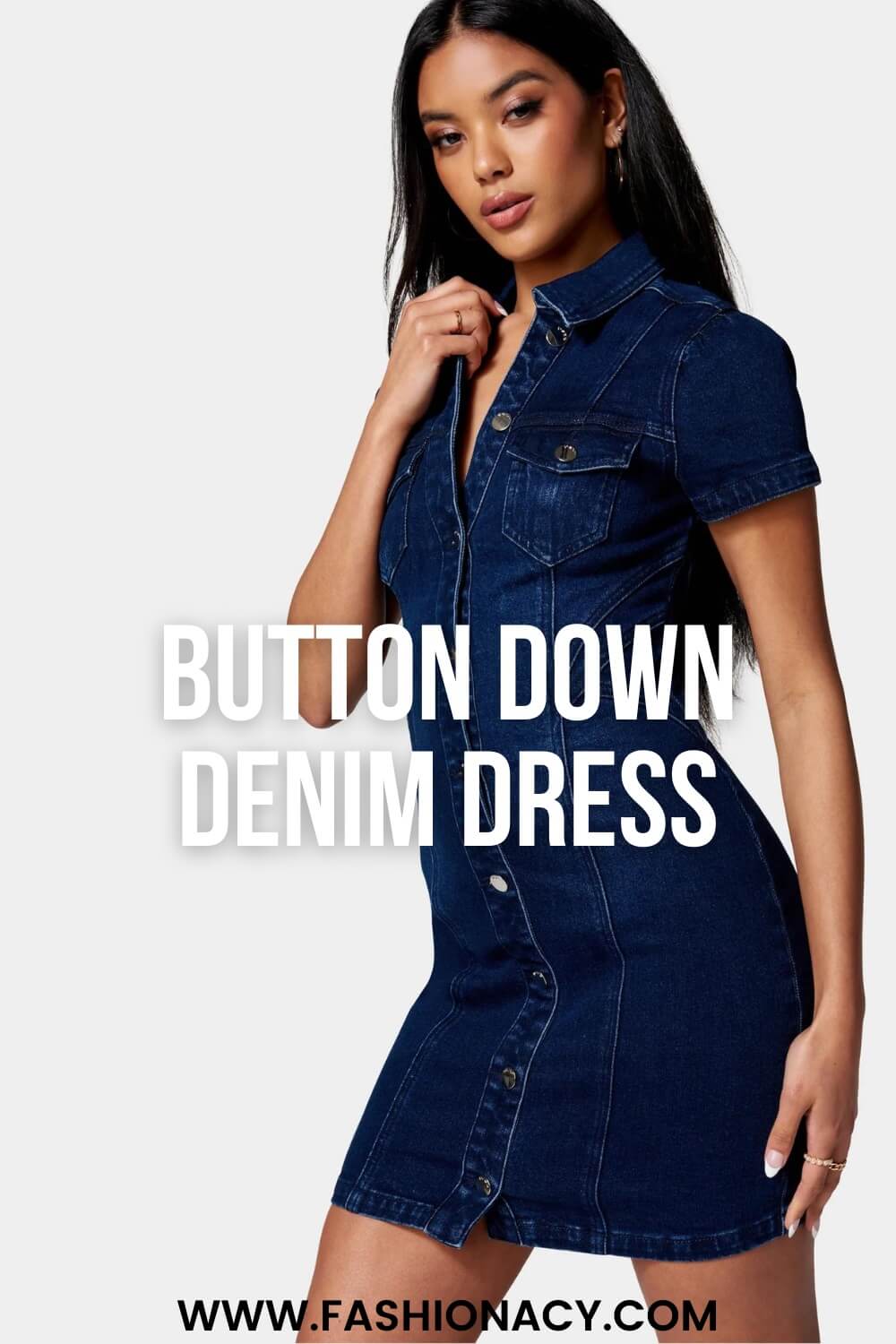 Button Down Denim Dress, Short Sleeve