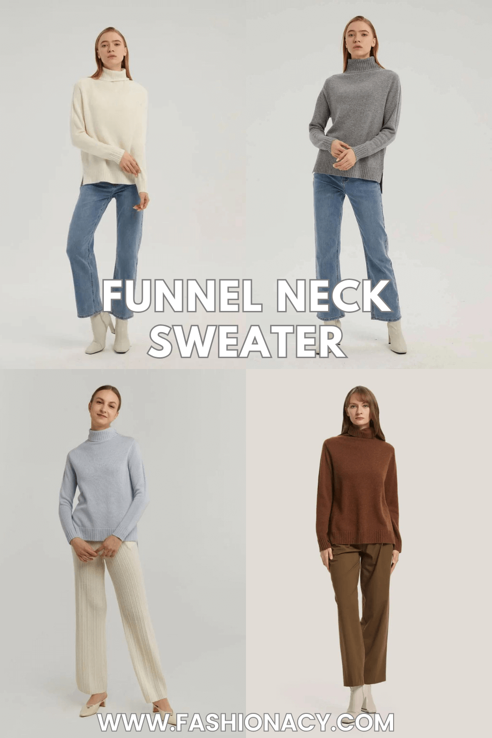 Cashmere Funnel Neck Sweater Outfit
