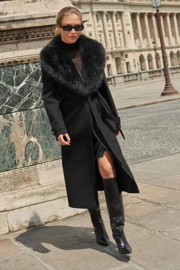 Faux Fur Collar Coat Outfit