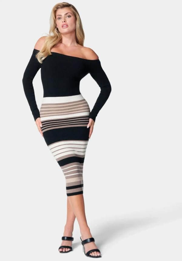 Horizontal Stripes Dress Outfit