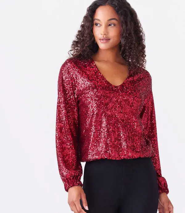 Sequin Long Sleeve Top Outfit