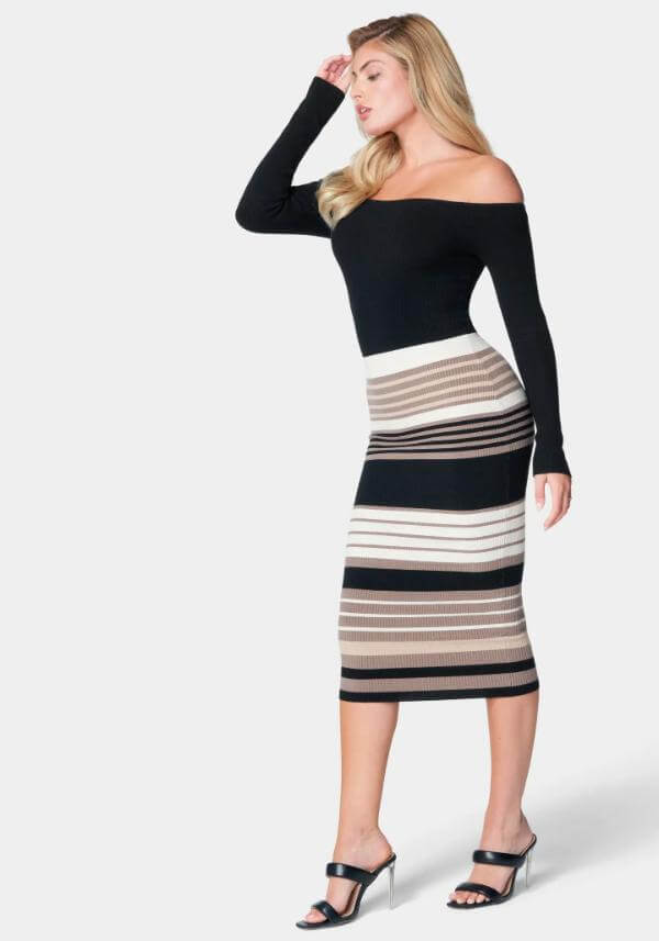 Horizontal Stripes Dress Outfit