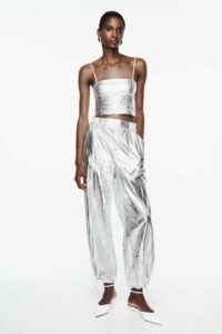 Silver Metallic Top Outfits