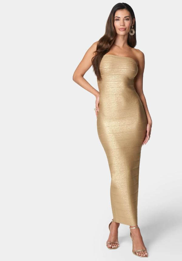 Strapless Bandage Bodycon Dress Outfit