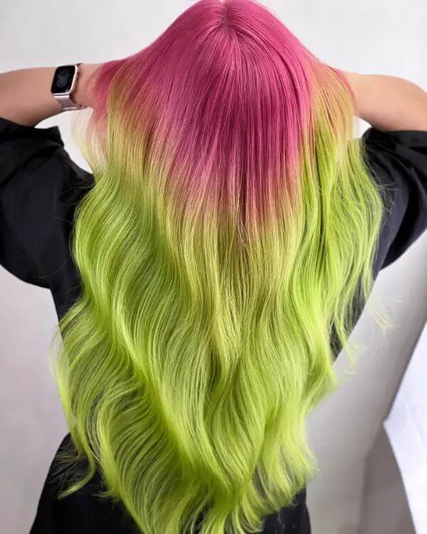 Pink and Green Hair Color (Watermelon)