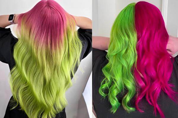 Pink and Green Hair Color (Watermelon)