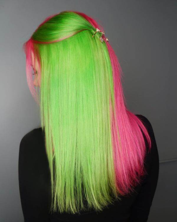 Pink and Green Hair Color (Watermelon)
