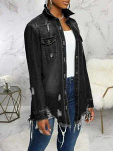 Distressed Denim Jacket Outfit