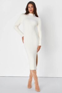 White Sweater Dress Outfit Ideas