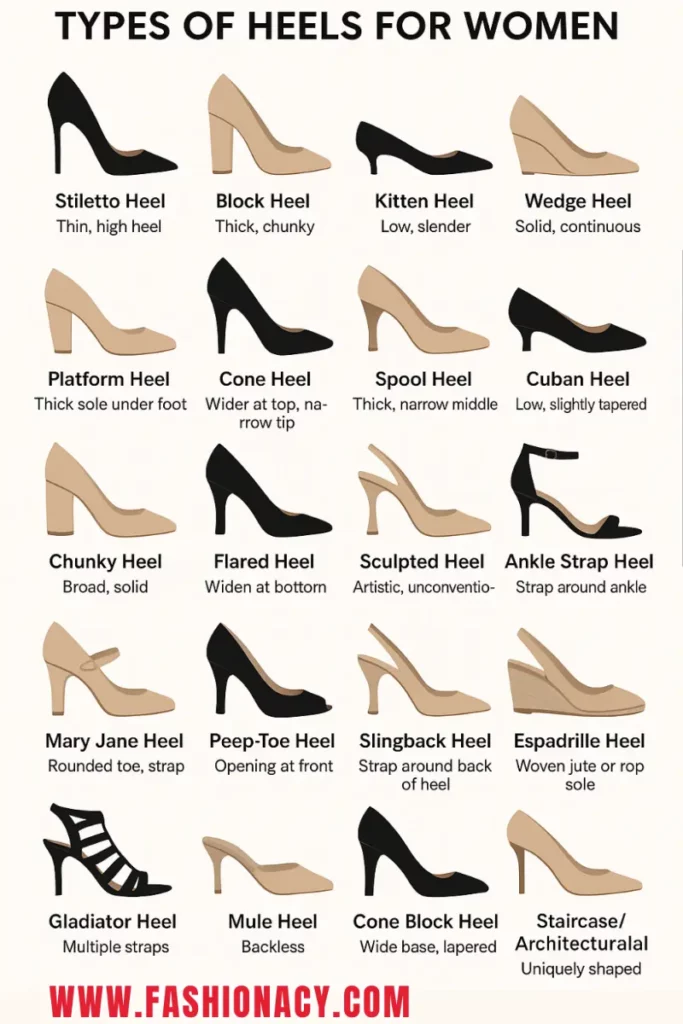 Types of Heels For Women With Names