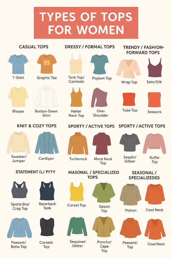 55 Types of Tops For Women With Names